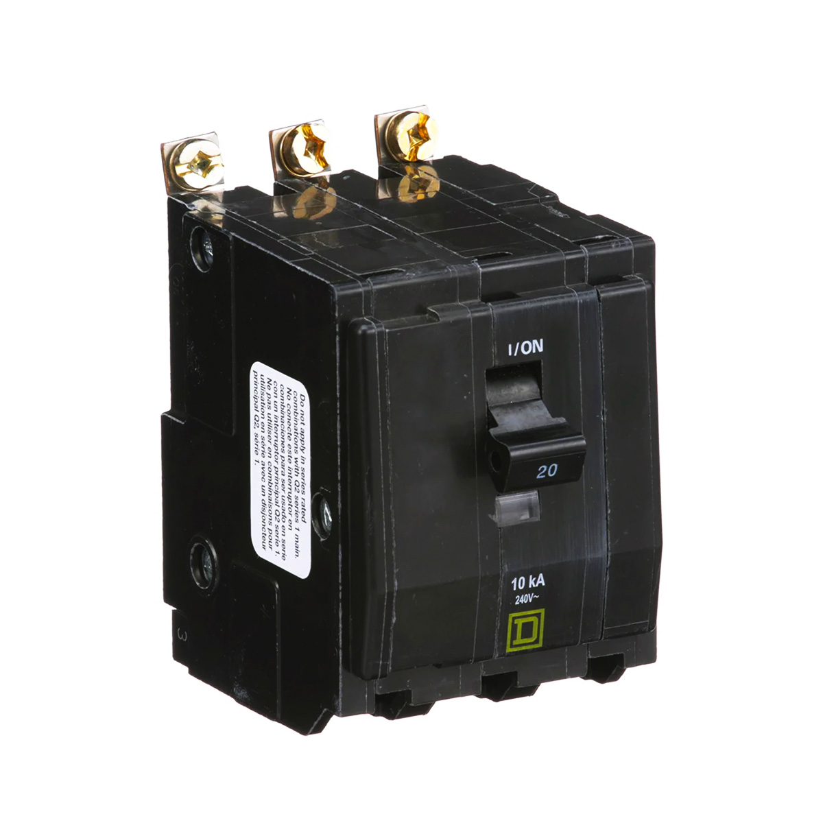 Interruptor termomagnético QOB 3P. 20 A. Atornillable 10kA 120/240V