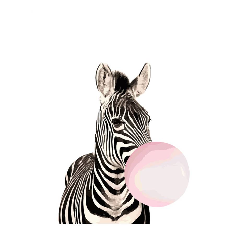 Zebra chicle Pinta por numero con bastidor incluido