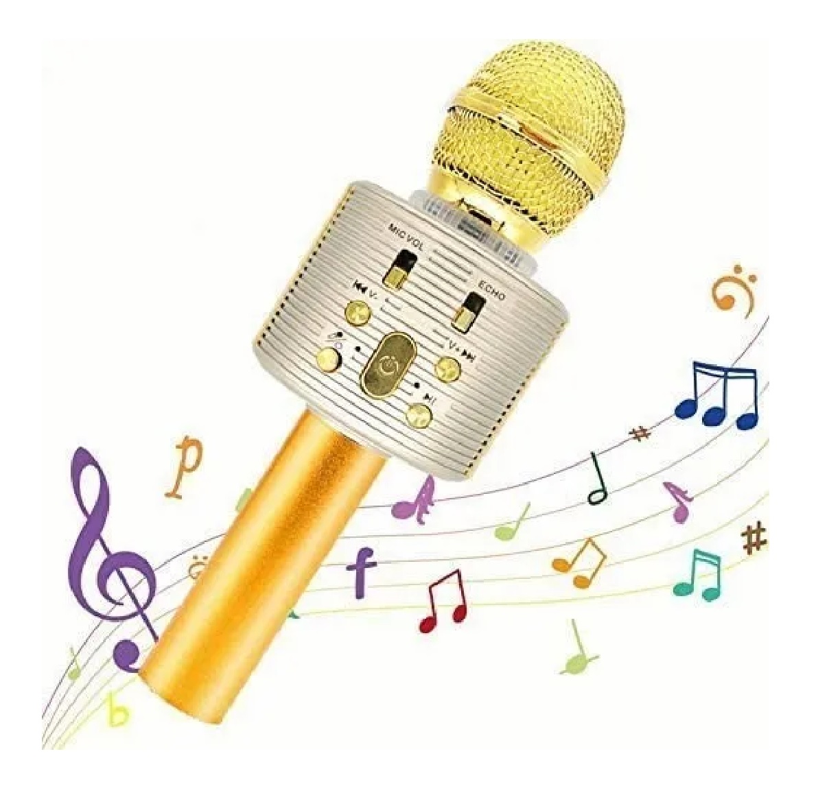 Microfono Inalambrico Karaoke Con Bocina Bluetooth, Oro