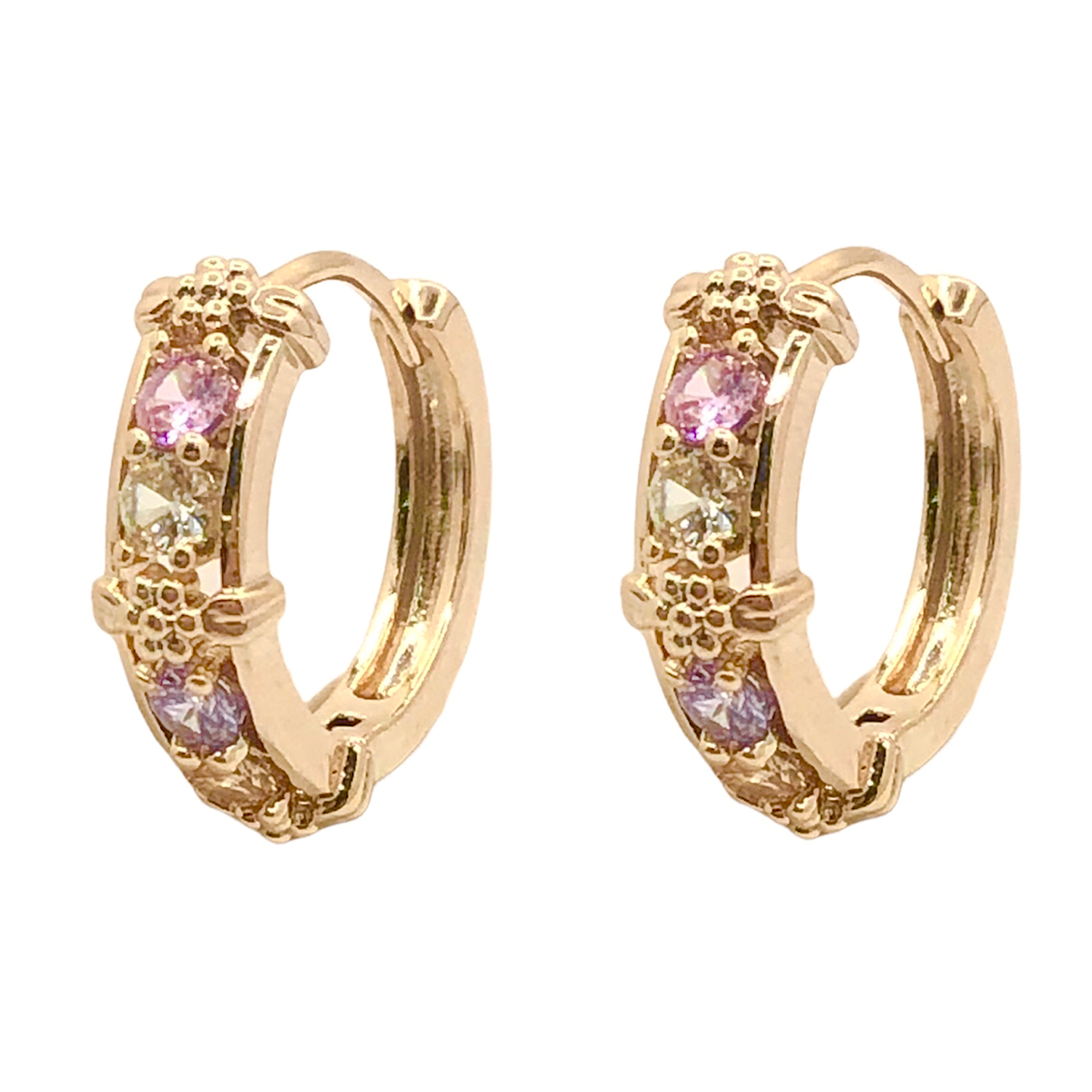 Aretes Huggies Oro Angelus Zirconia 6103139