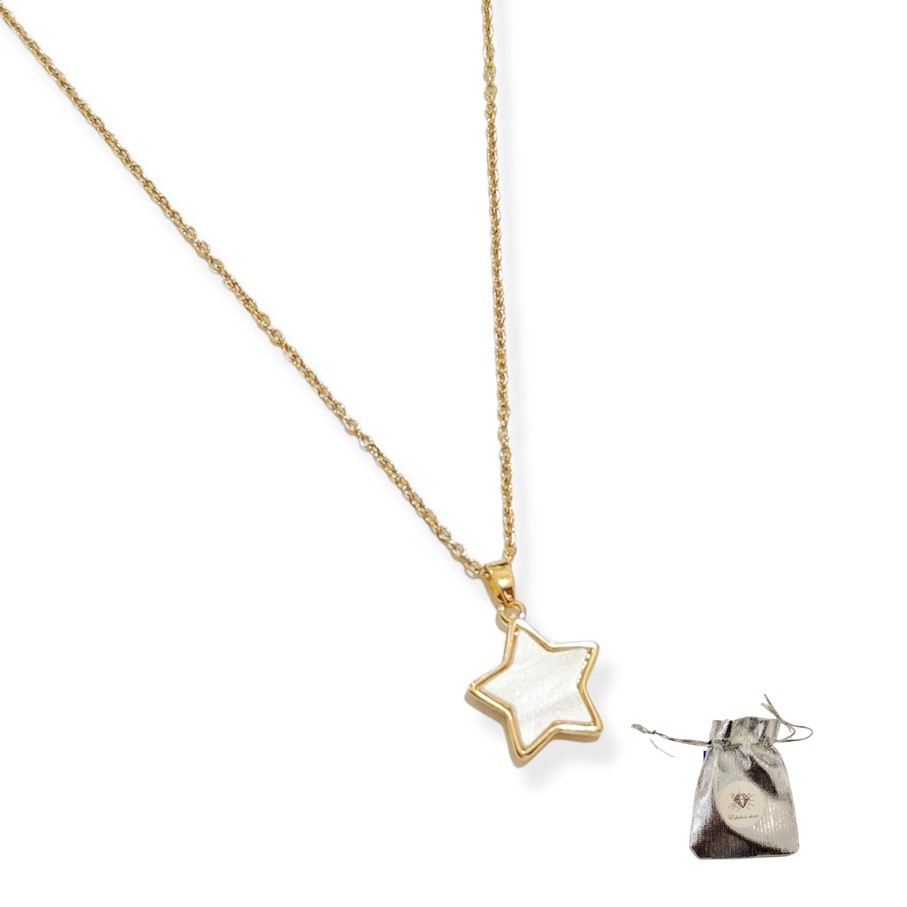 Collar "estrella aperlada", acero inoxidable