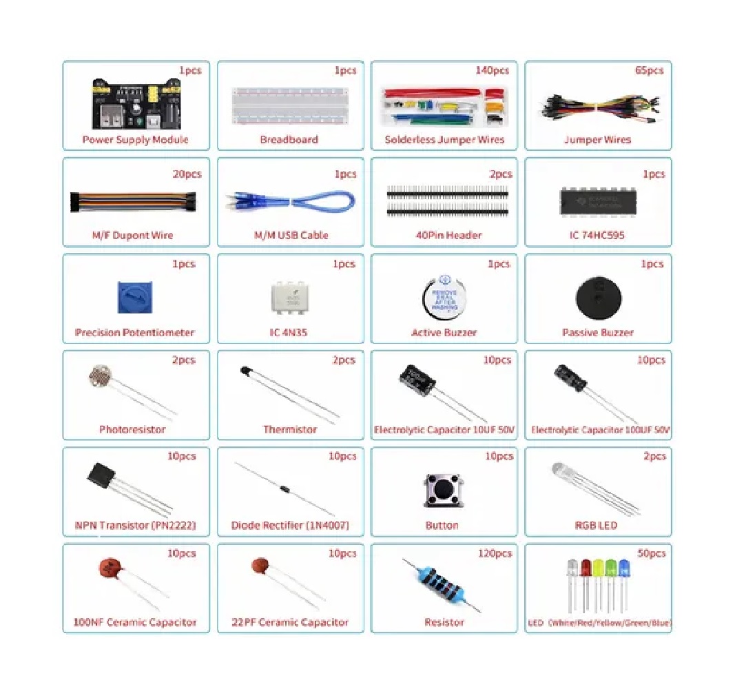Kit Componentes Electronicos Para Arduino Raspberry Pi Completo