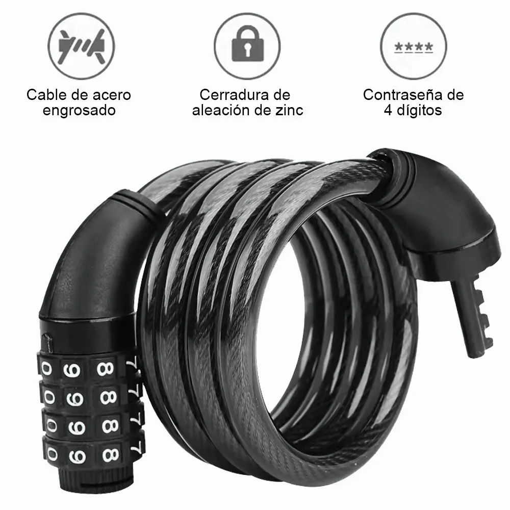 Candado Cadena Reforzado Alta Seguridad Para Bici O Moto Negro