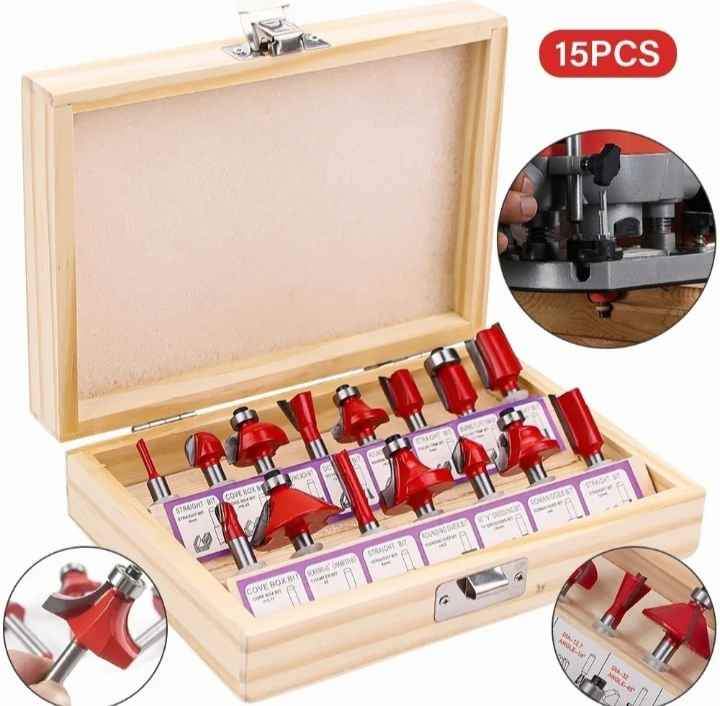 Set de 15 Brocas Fresas para Router Madera 1/4 y 1/2 Navajas Carburo ...