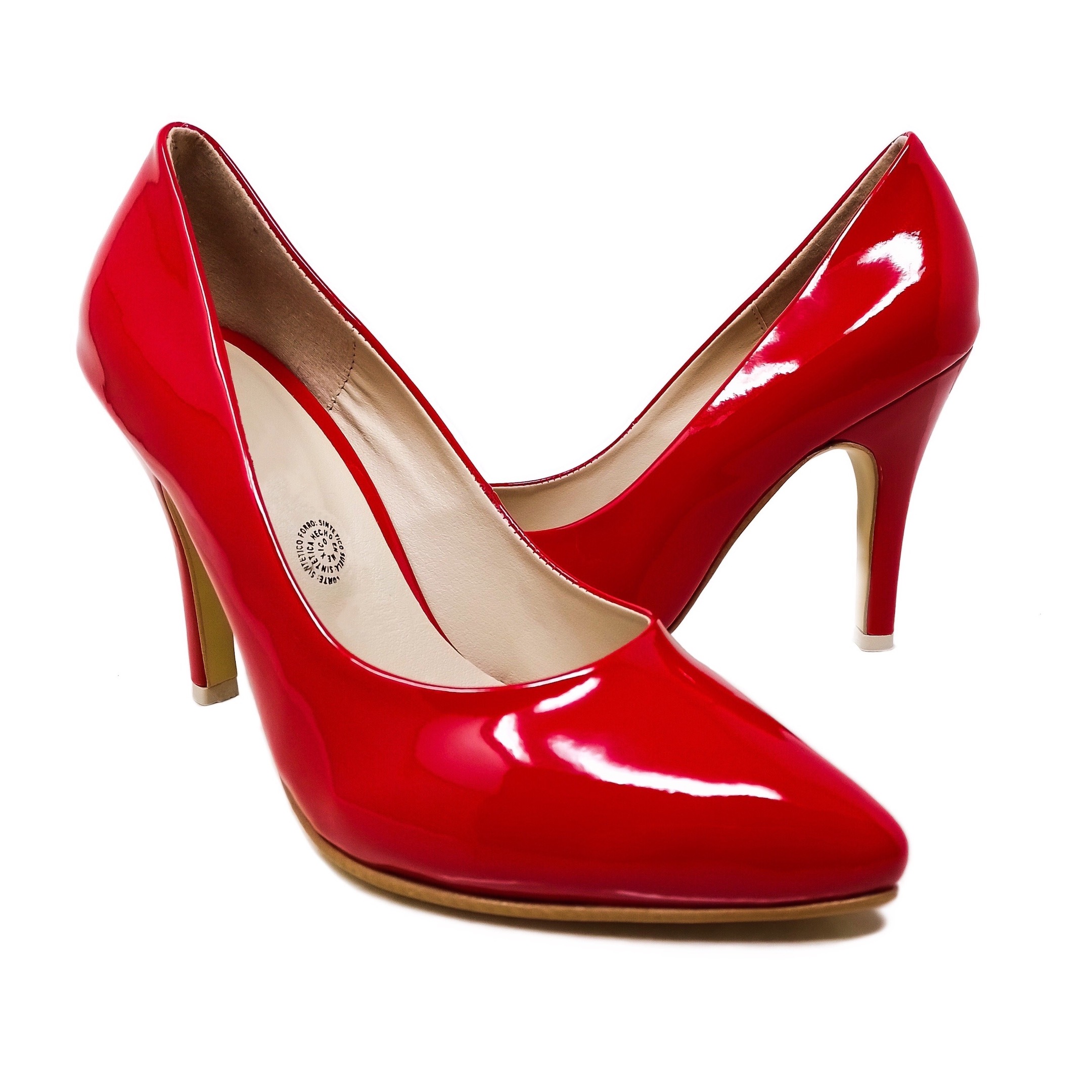 Zapatilla Dasalo En Charol Rojo Y Tacón Aguja Para Dama