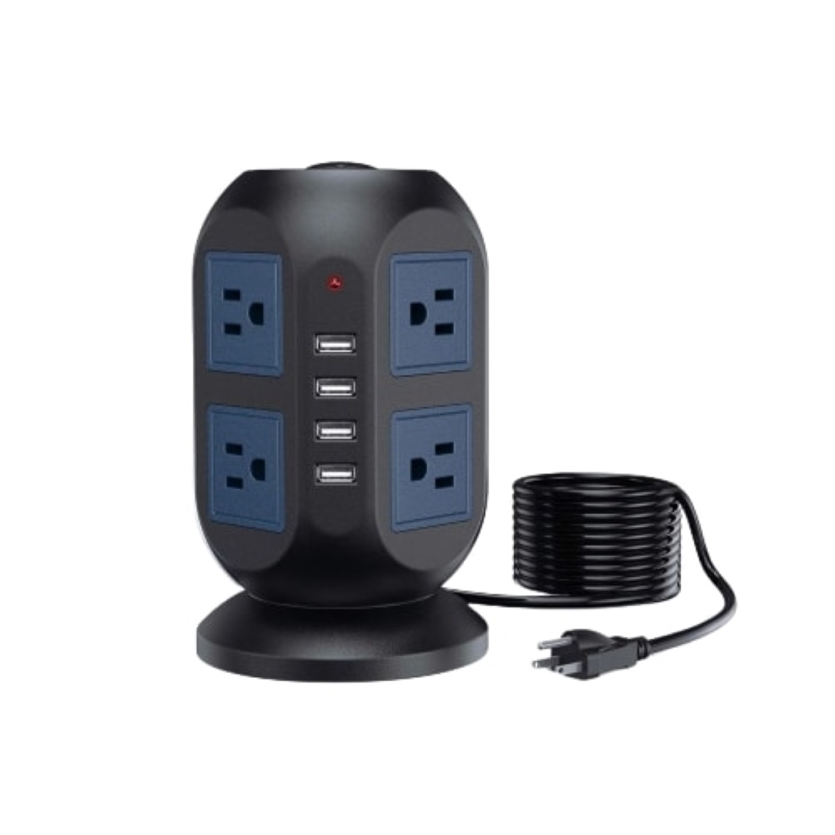 Multicontacto Torre Regleta Vertical 8 Tomas Y 4 Usb, 3m Negro