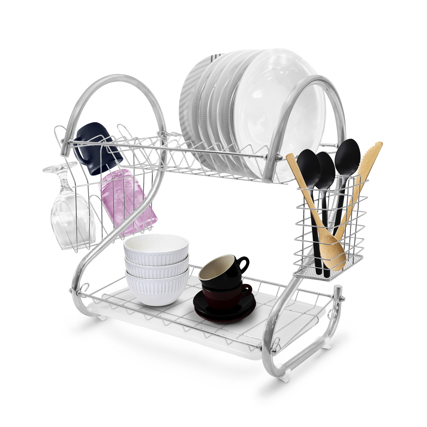 Escurridor para trastes de acero inoxidable 2 niveles con charola y ...