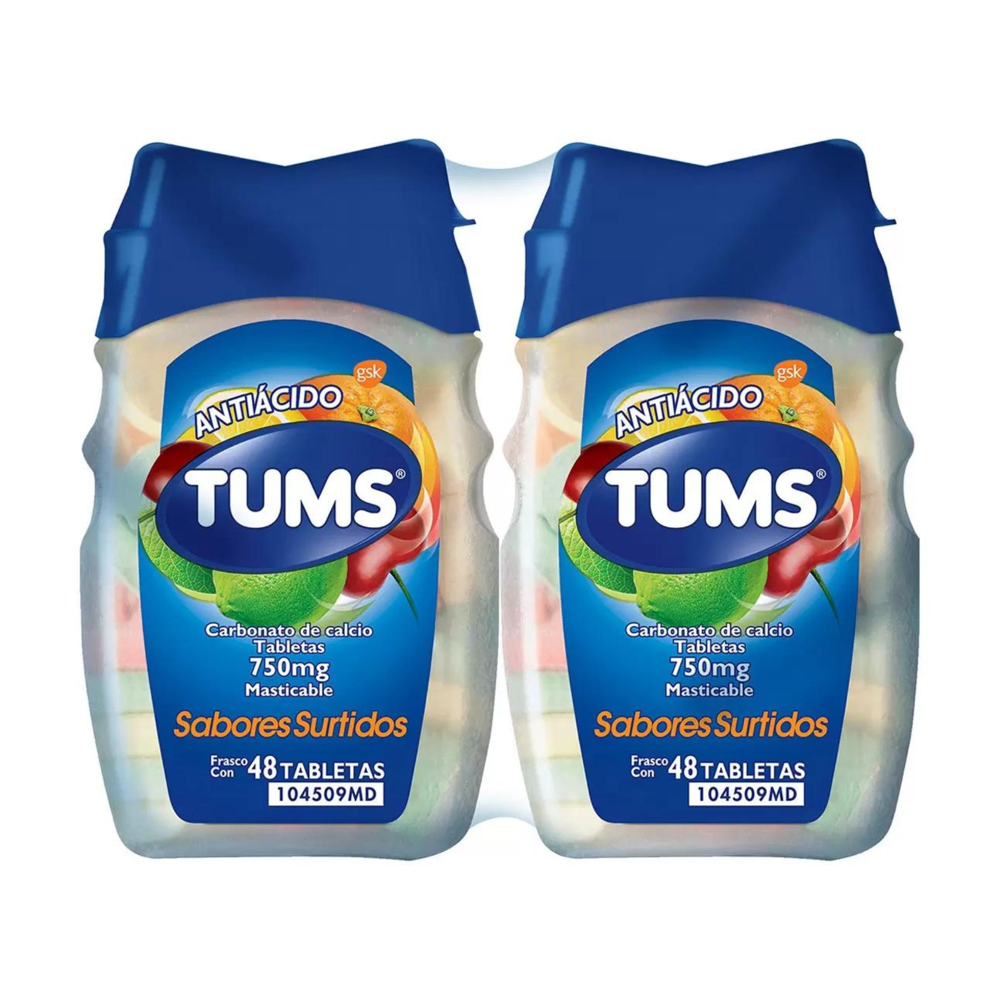 Carbonato de Calcio Tums 4 Pack de 48 Tabs c/u 750Mg