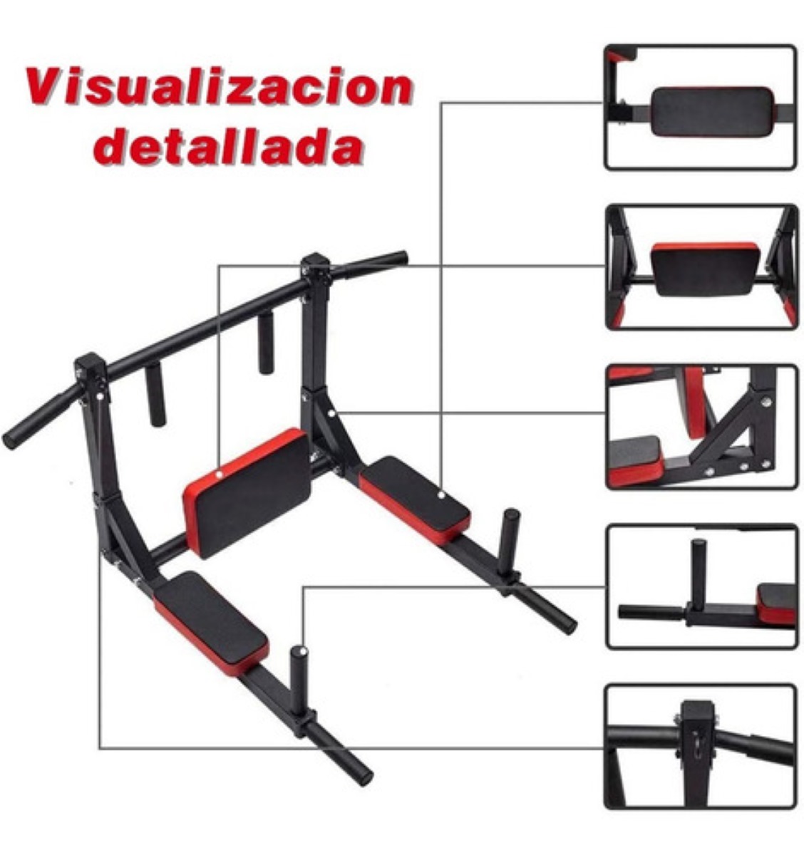 Barra Dominadas Ejercicios Multifuncional Pared Gym 8 en 1