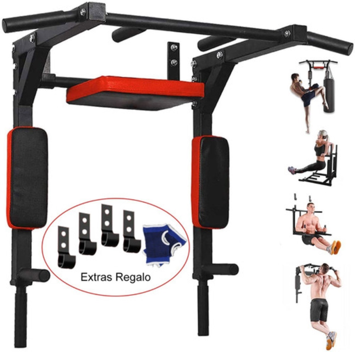 Barra Dominadas Ejercicios Multifuncional Pared Gym 8 en 1