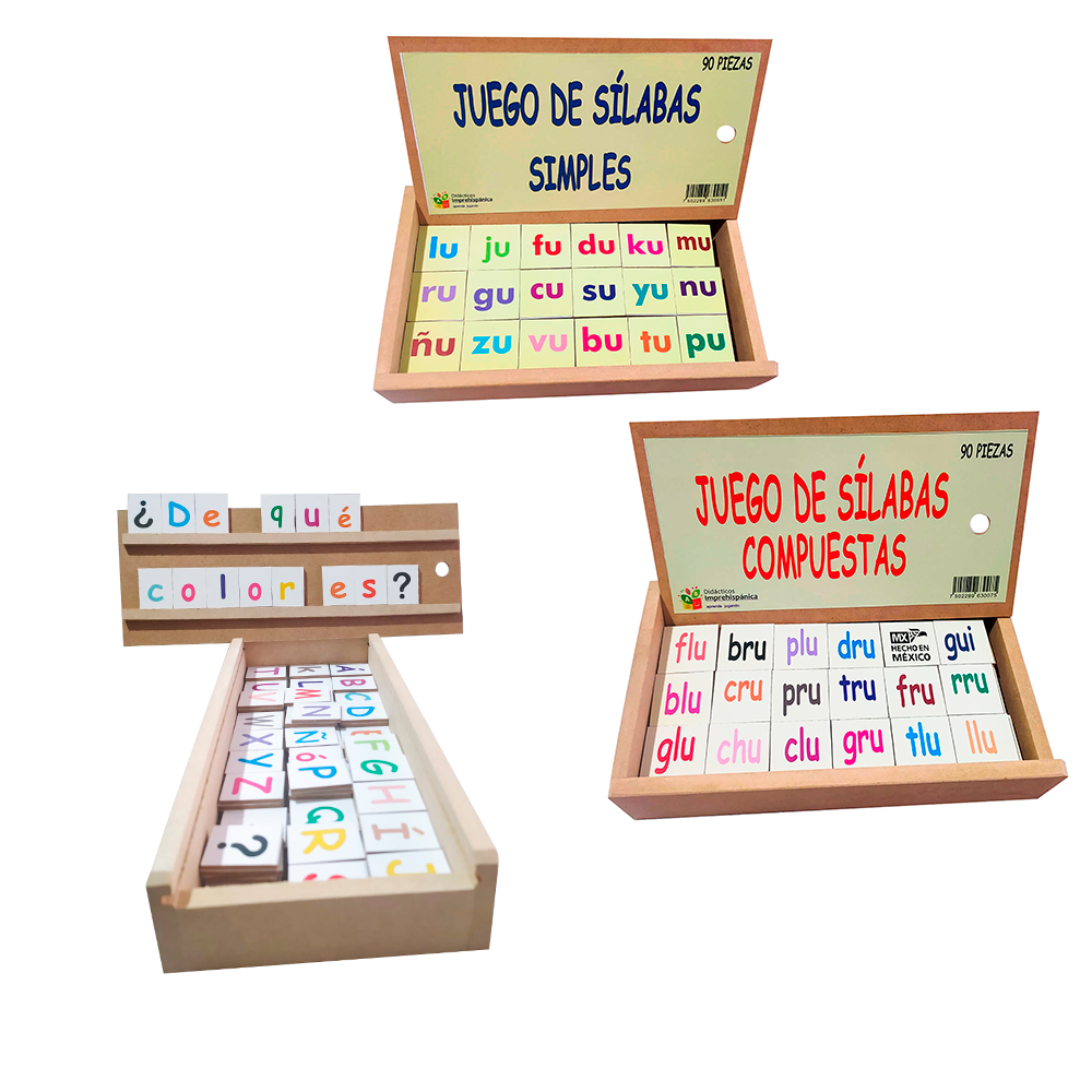 Paquete de Sílabas Simples + Sílabas Compuestas + Abecedario de Colores