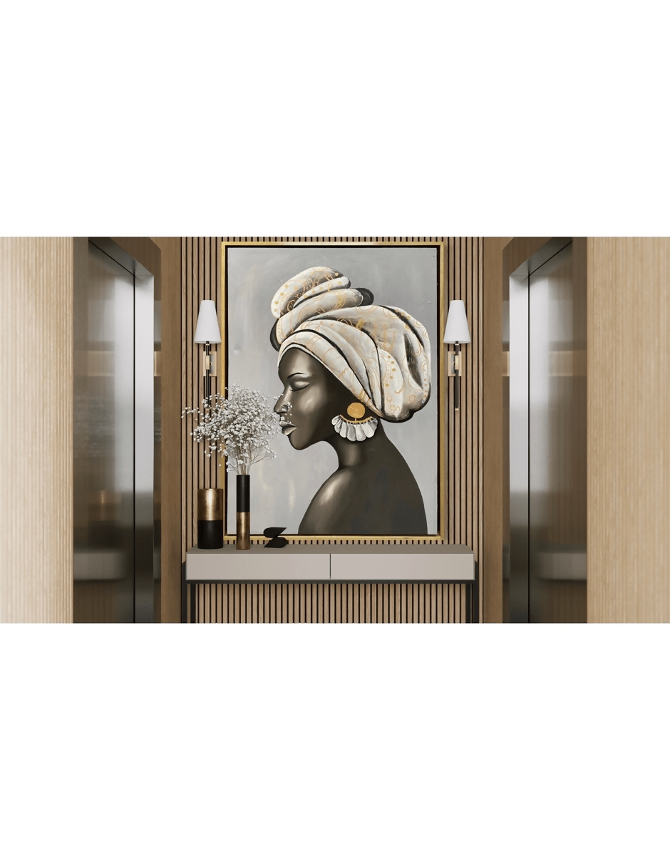 Cuadro decorativo Bella Paz Oleo con detalle en hoja de oro