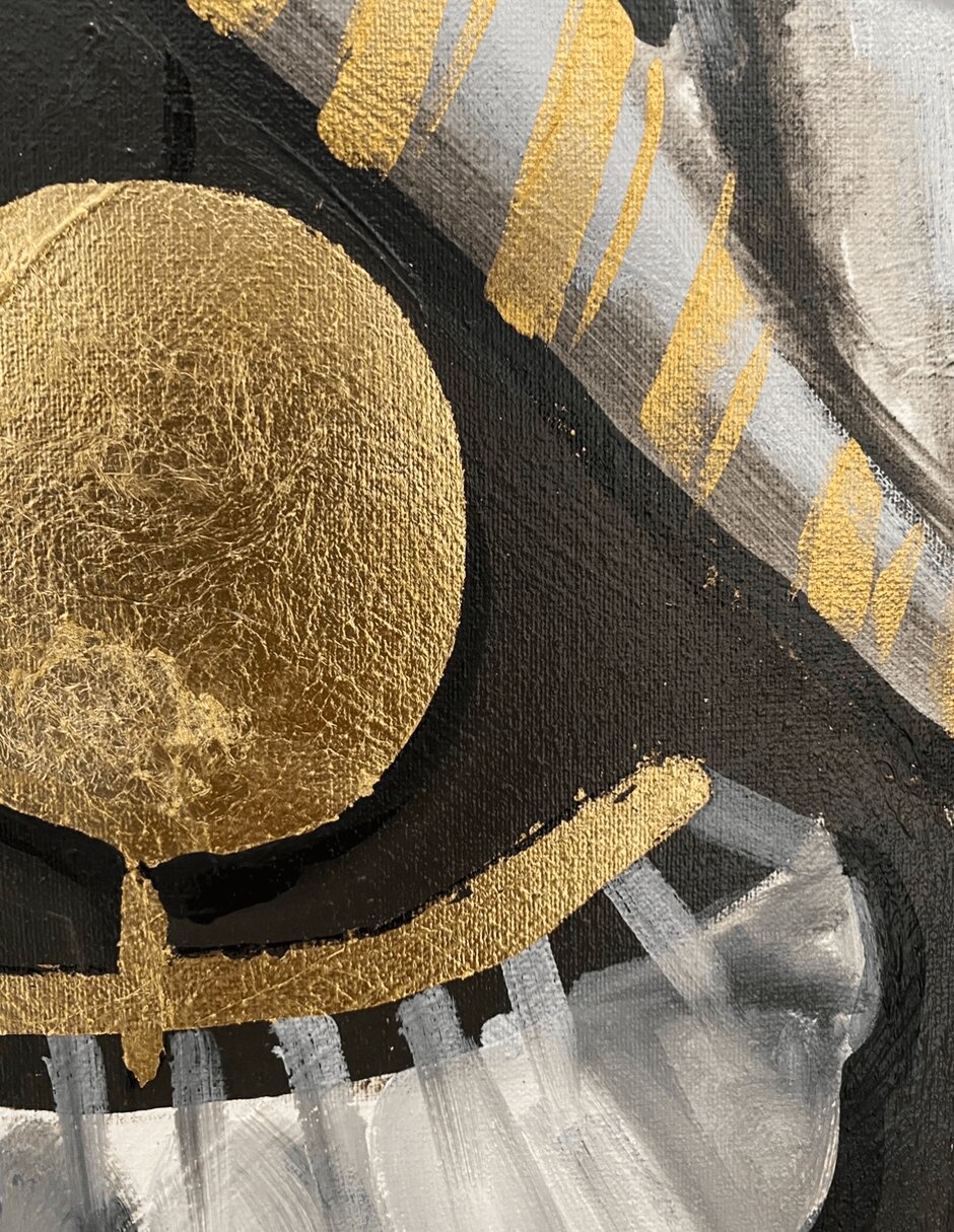 Cuadro decorativo Bella Paz Oleo con detalle en hoja de oro