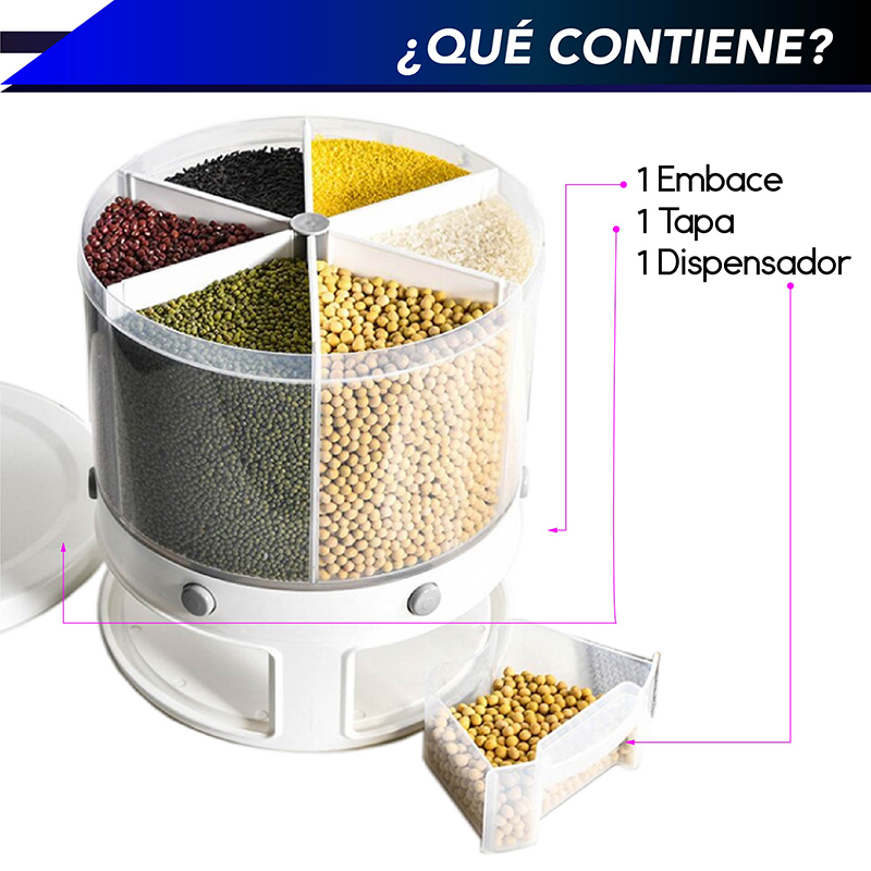 Dispensador RD ROYAL COOK de Semillas, Dispensador de Granos y alimentos secos, Dispensador con ...
