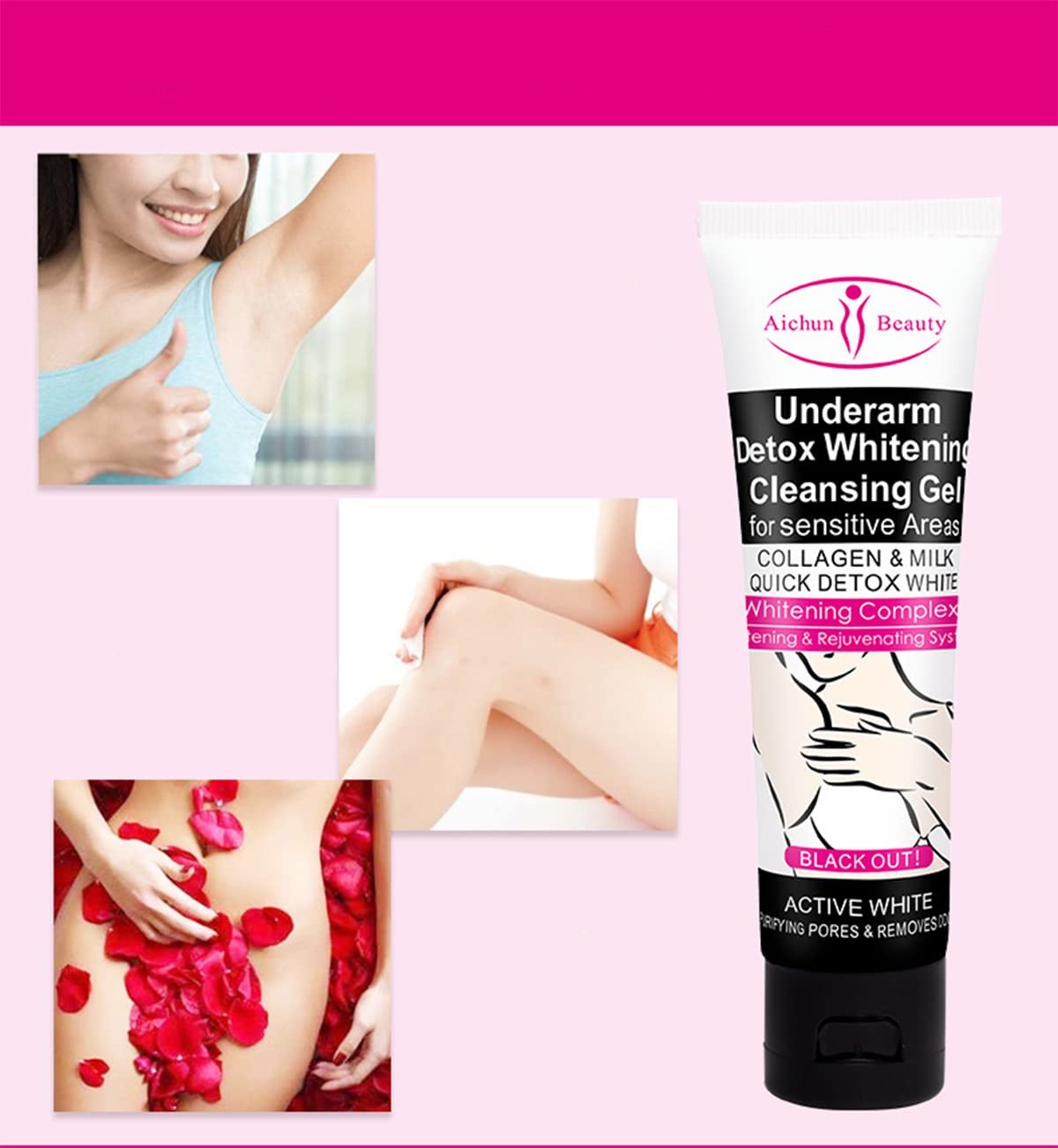 Kit Crema Aclarante + Gel Limpiador Para Axilas Rodillas Codos Aichun