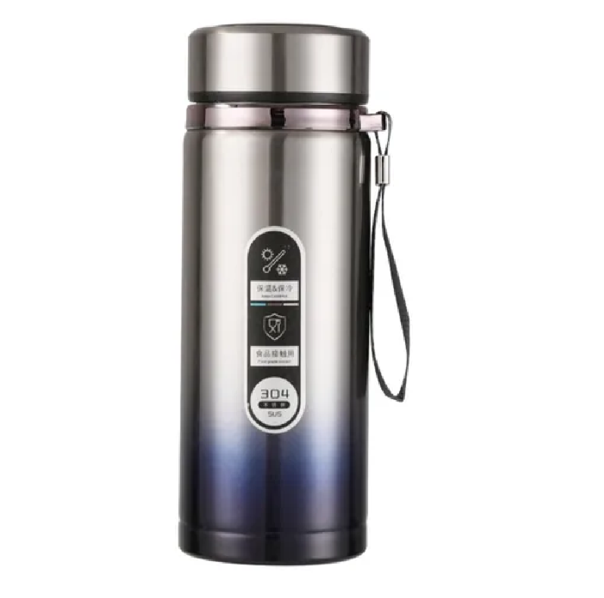 Termo Premium Acero Inoxidable 800ml Azul Plateado