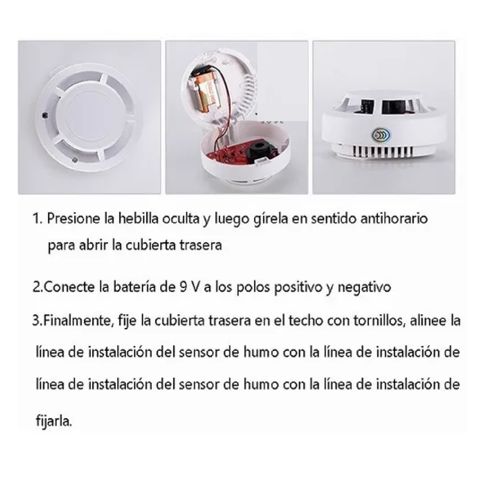 Sensor Detector De Humo Con Sonido Propio Y Alarma Blanco