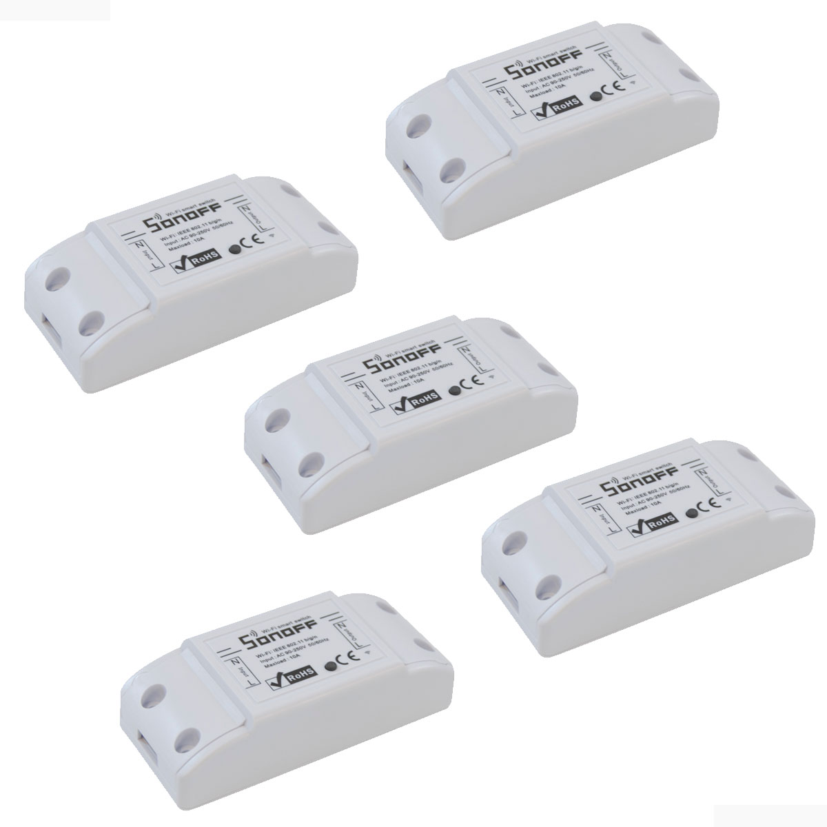 Interruptor Sonoff Basic Wifi Casa Inteligente 1 Canal Kit 5 piezas