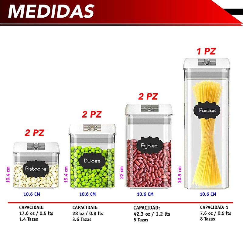 Recipientes CHIC-FANTASY con tapas herméticas para almacenar alimentos ...