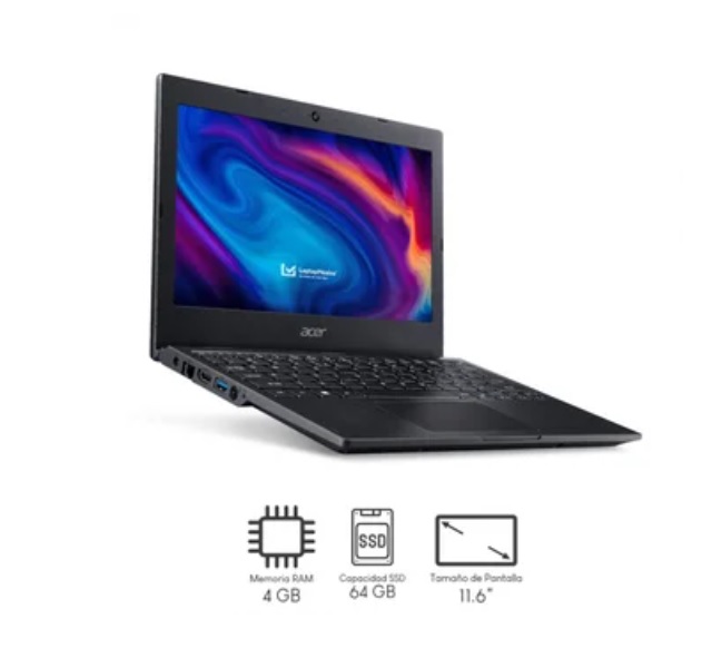 Laptop Acer Travel TMB118-M Intel Celeron-N4020 2C 4GB 64GB HD W10P Negro
