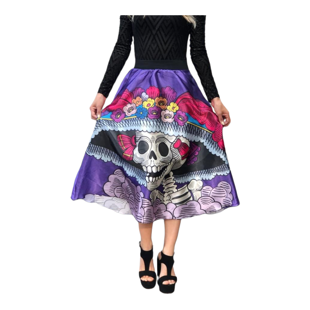 Falda Disfraz Mujer Para Día De Muertos Halloween Catrina