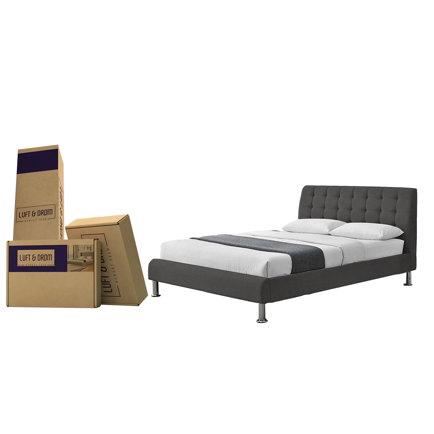 Luft And Drom, Base De Cama Andreu King Gris Obscuro