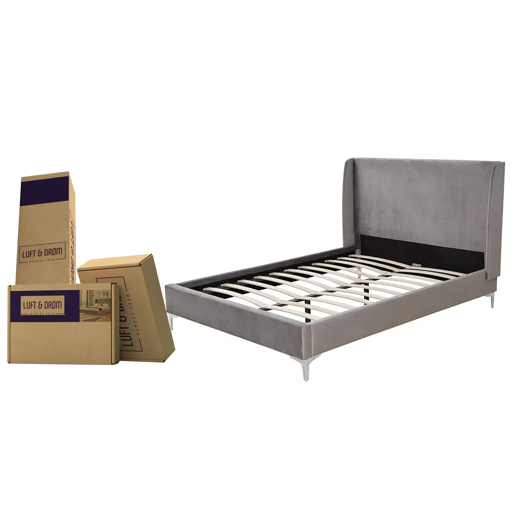 Luft And Drom, Base De Cama Yoyop Queen Gris Claro