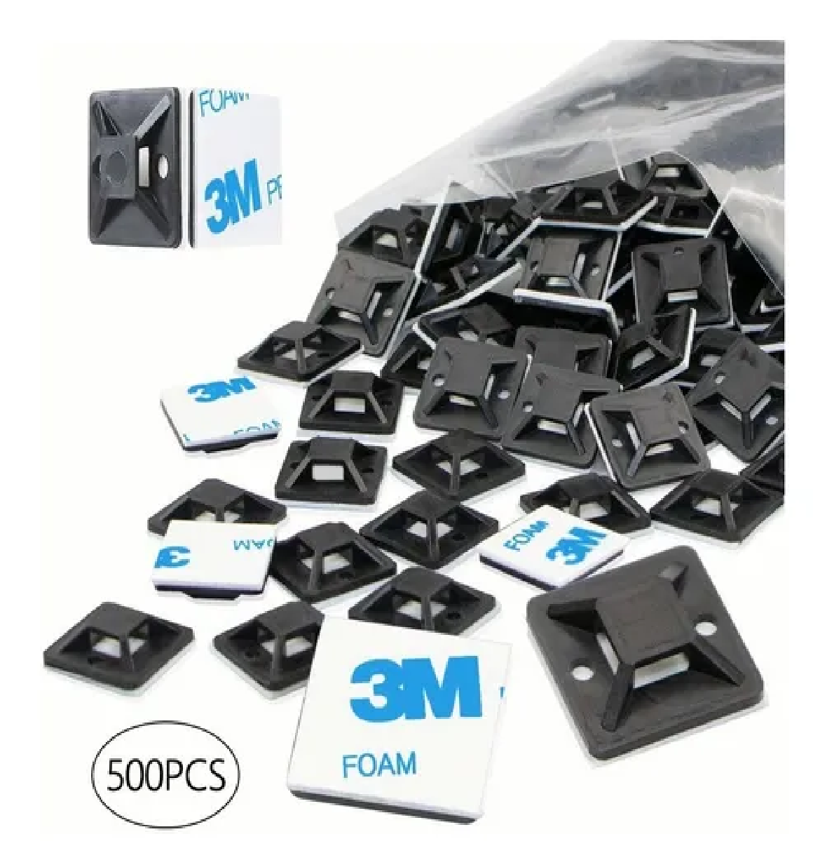 Bases Adherible Negro Para Cincho 20mm