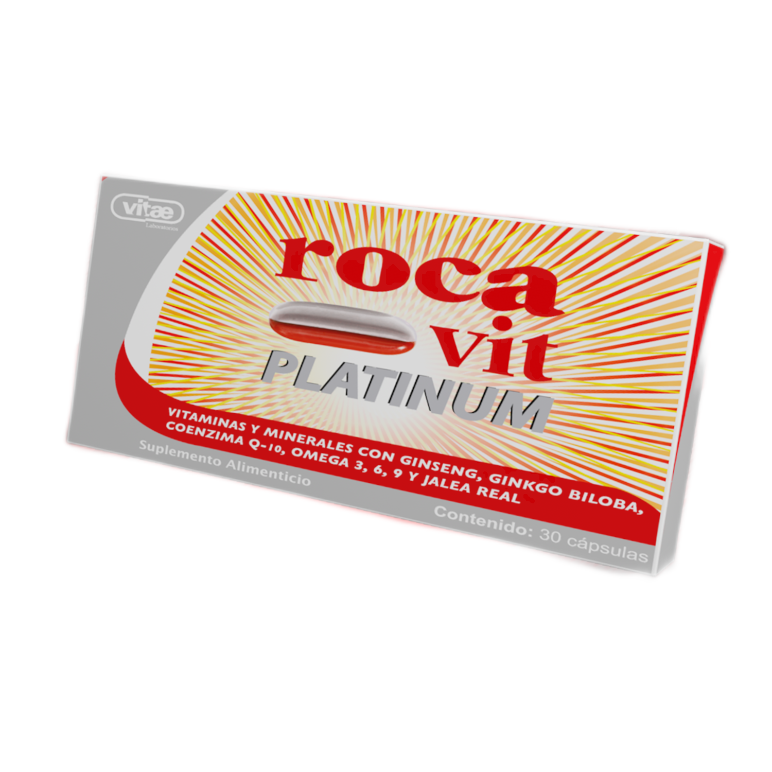 Rocavit Platinum, 30 Cápsulas, Ginseng, Ginkgo Biloba, Coenzima Q10