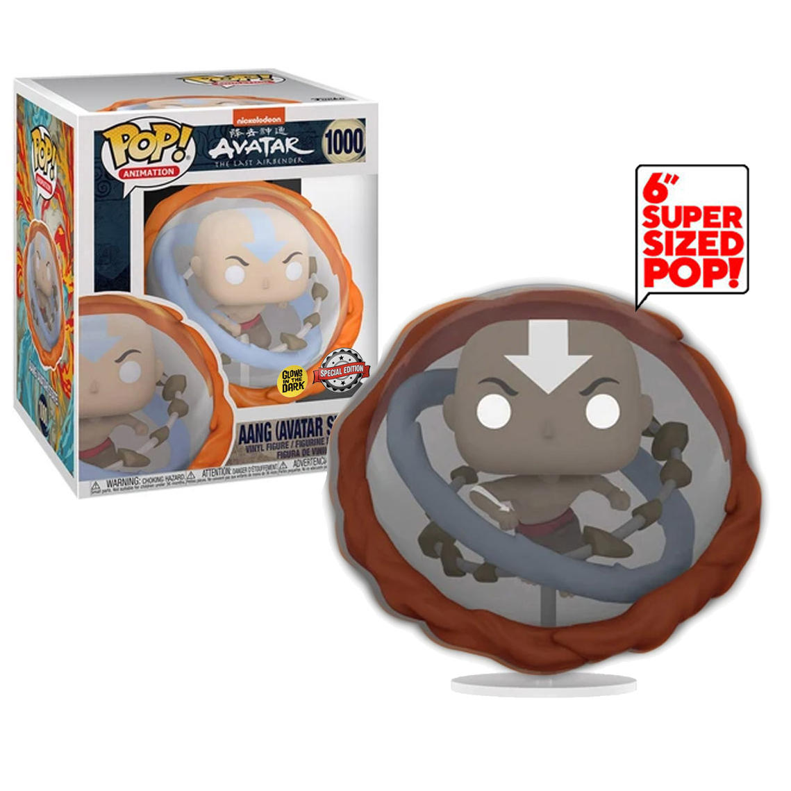 Funko Pop #1000 Aang Avatar State Element 6 Pulgadas Animation Glow in ...