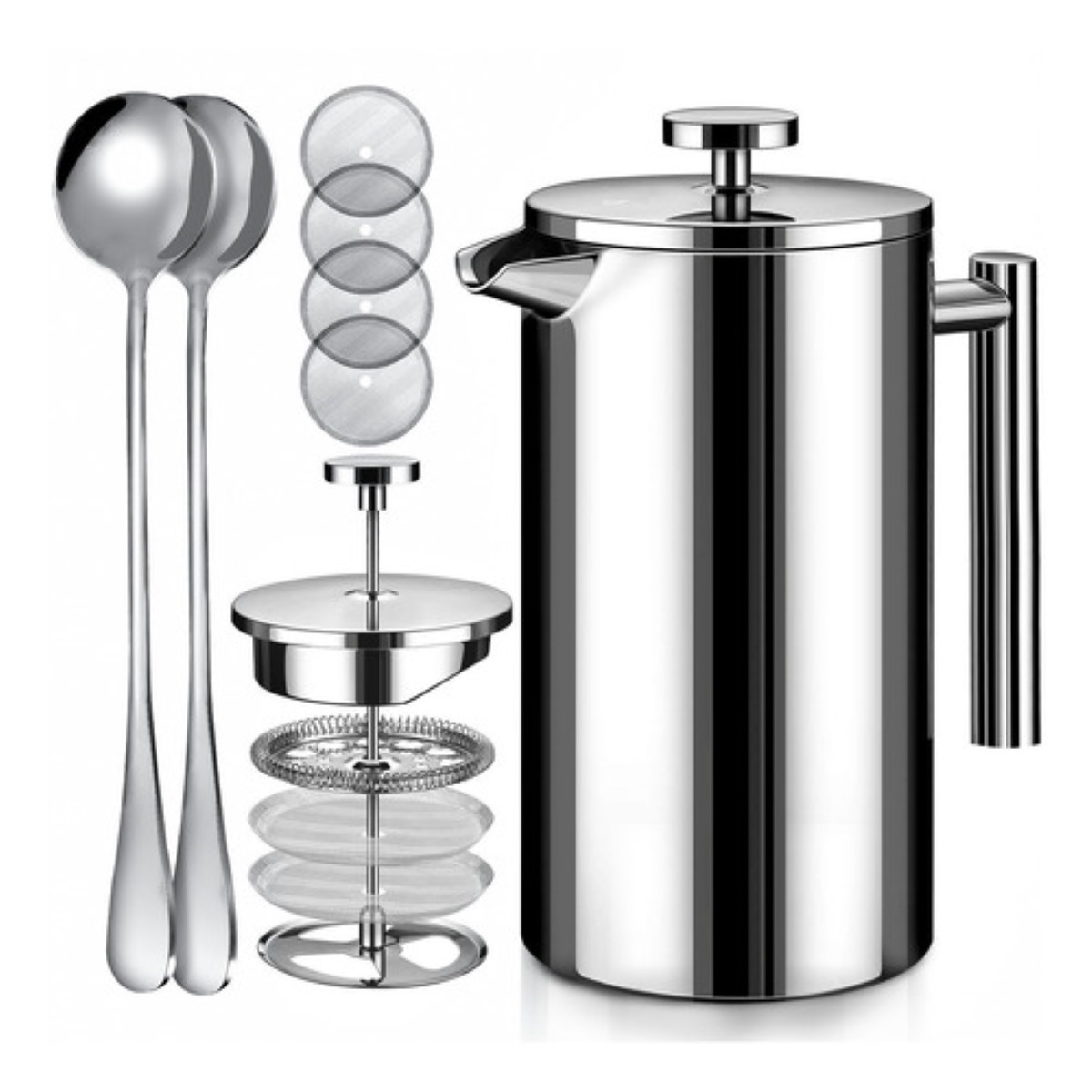 Cafetera Estilo Prensa Francesa De Acero Inoxidable 1000 mL