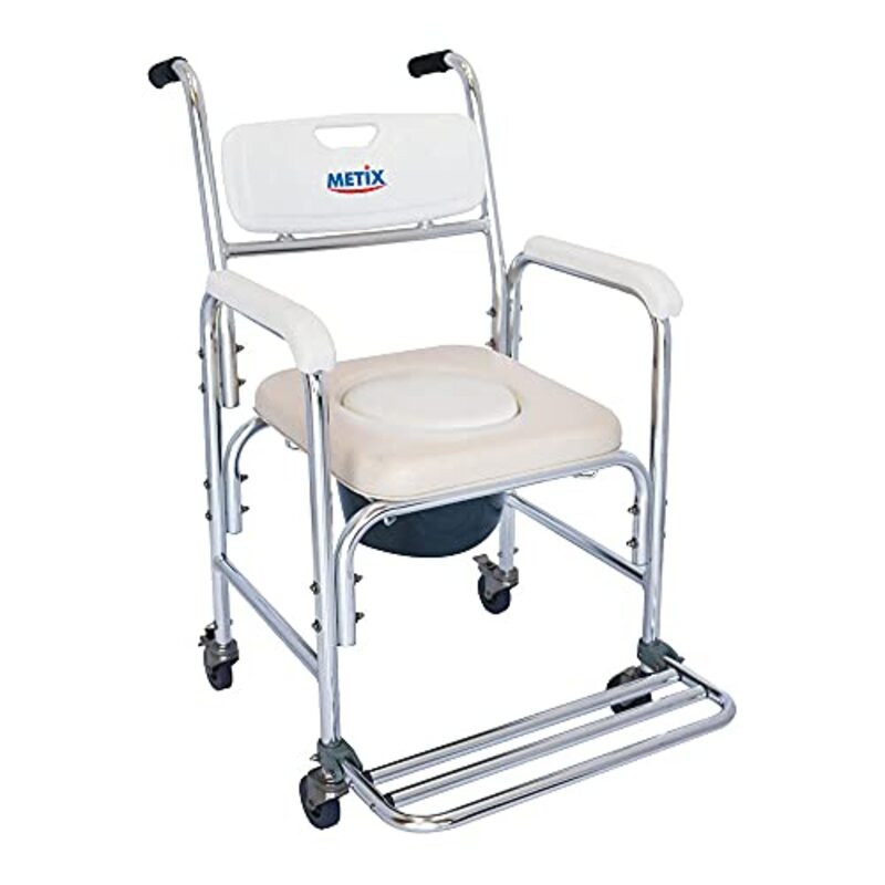 Metix Silla Comodo tipo Inodoro con Ruedas, Silla para Baño