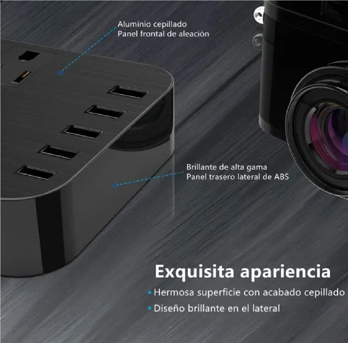 Regleta Multicontactos Premium De 6 Salidas Y 5 Puertos Usb