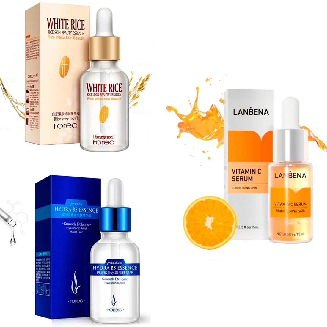 Sueros Faciales Vitamina C, Acido Hialuronico, Suero De Arroz Anti- Edad Colágeno Sueros Cuidado ...