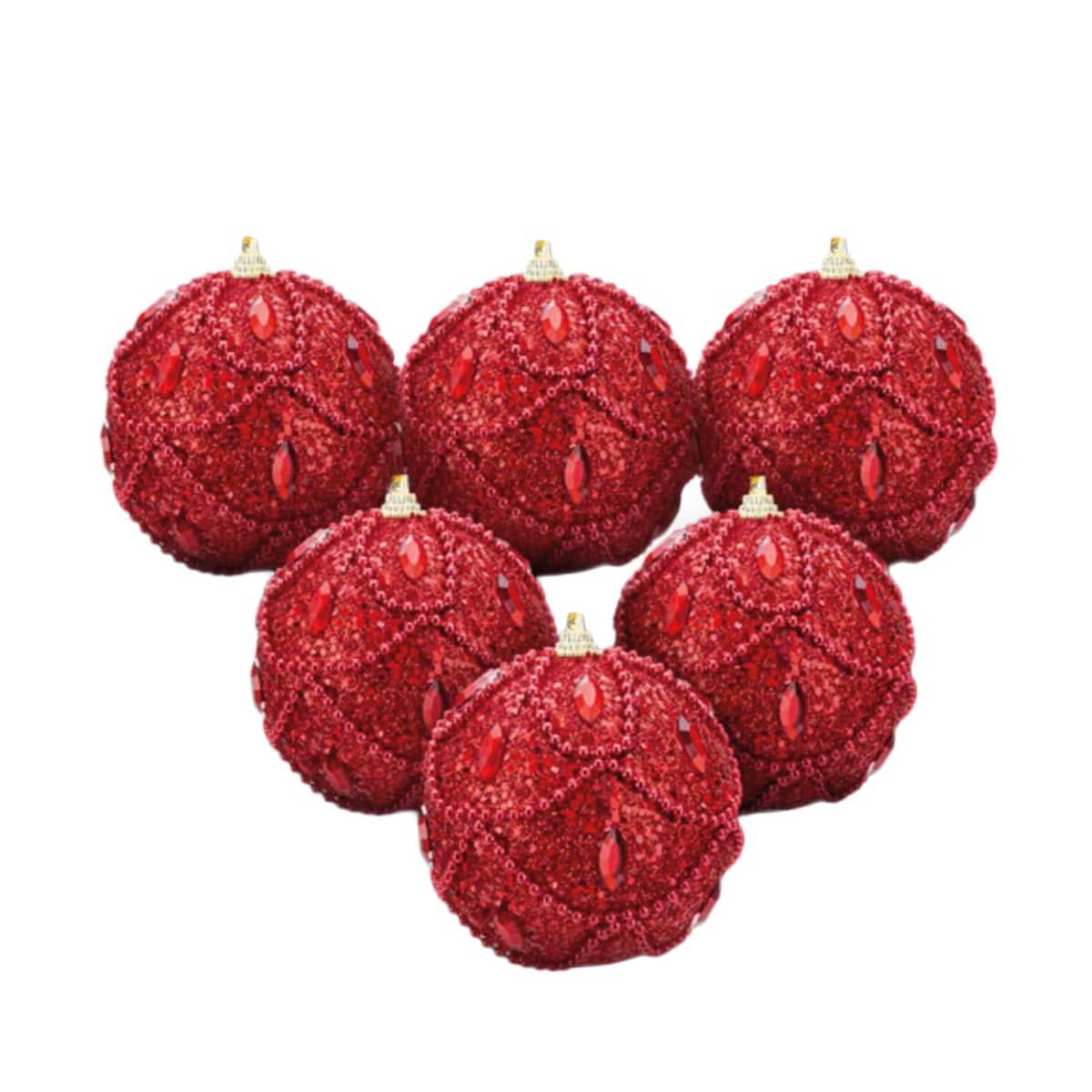 Set de 6 esferas navideñas rojas para el árbol, marca Bela Vida, mod ...