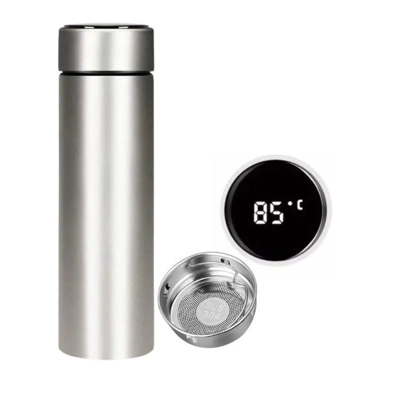 Termo Inteligente Gris Pantalla Touch Lector Temperatura 480 ml