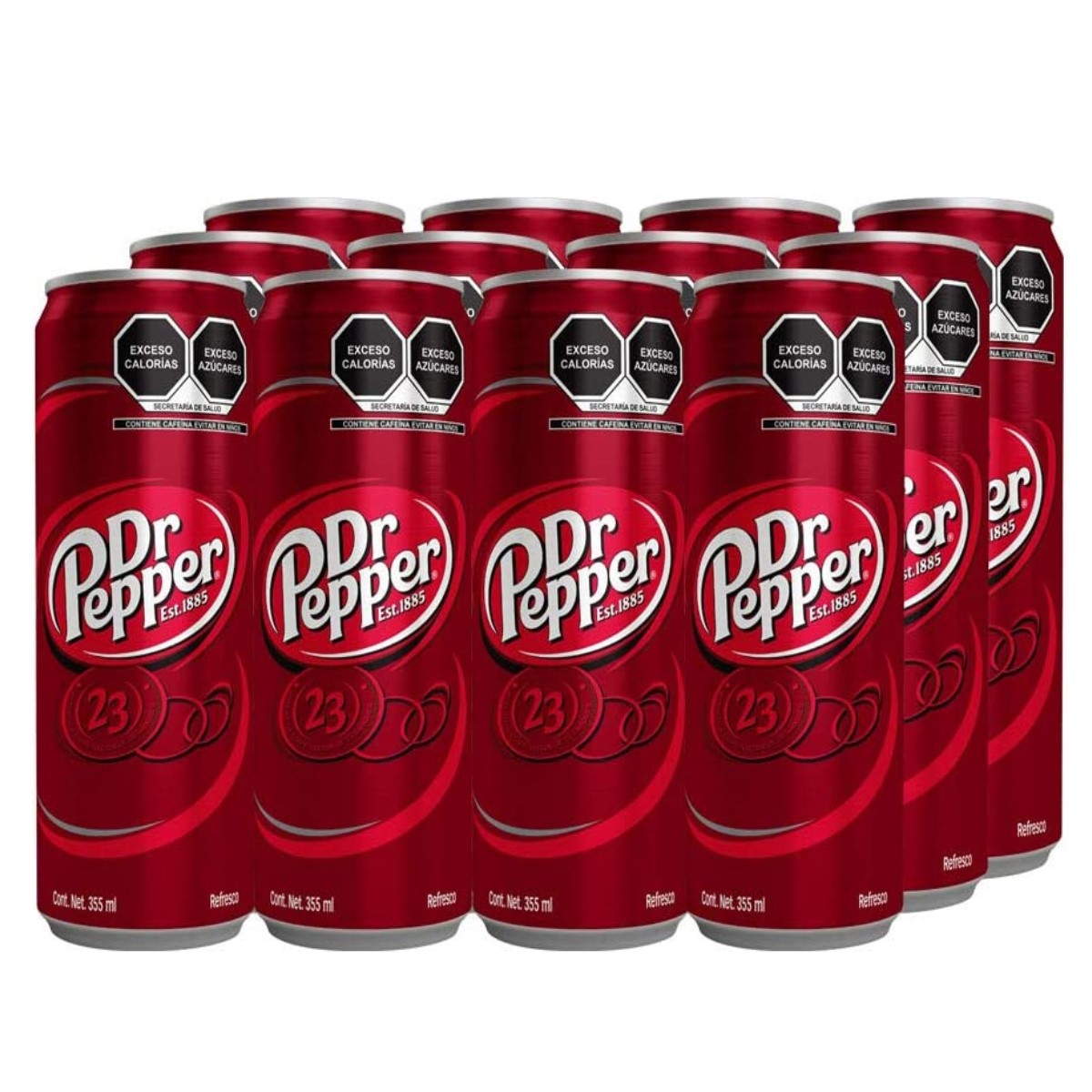 Refresco Dr Pepper 12 Piezas, Lata De 355 ML. c/u
