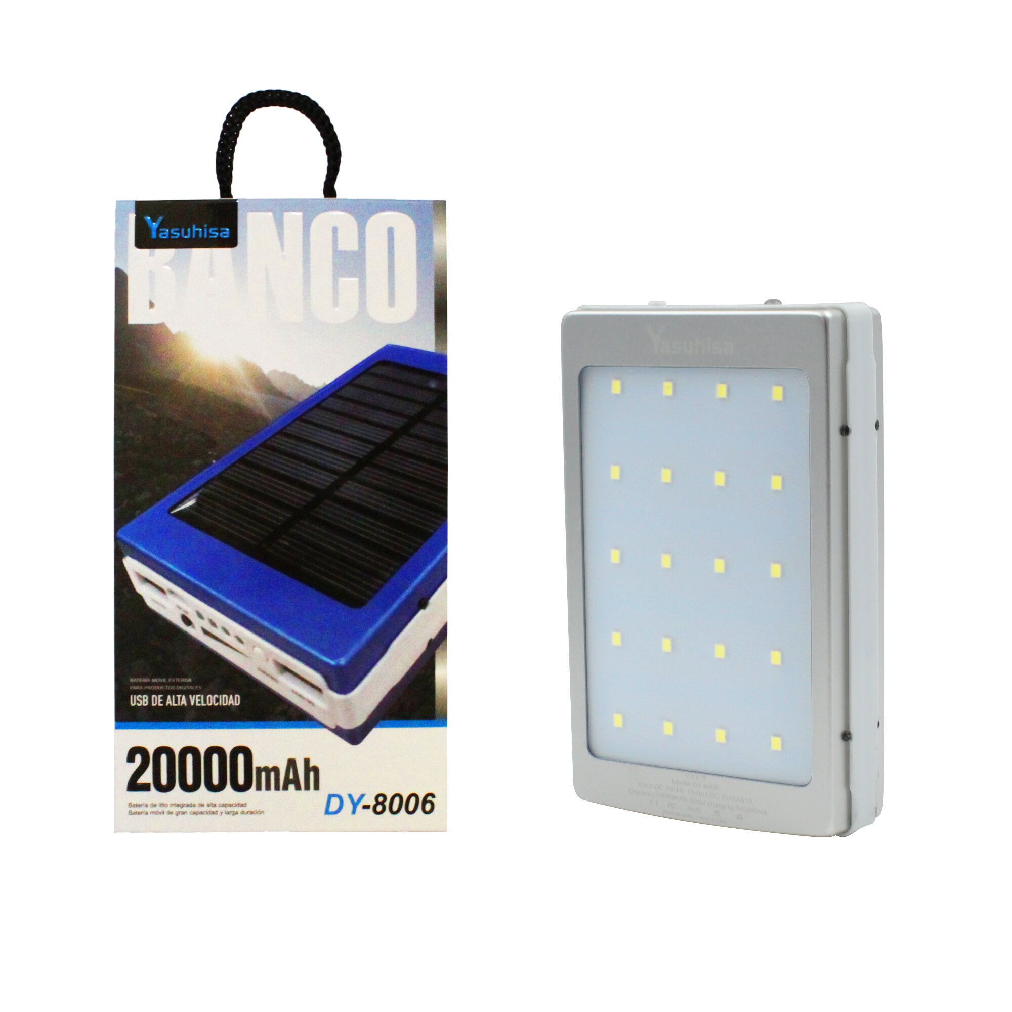 Batería Powerbank 20,000 Mah Cargador Recargable Solar con Lámpara LED ...