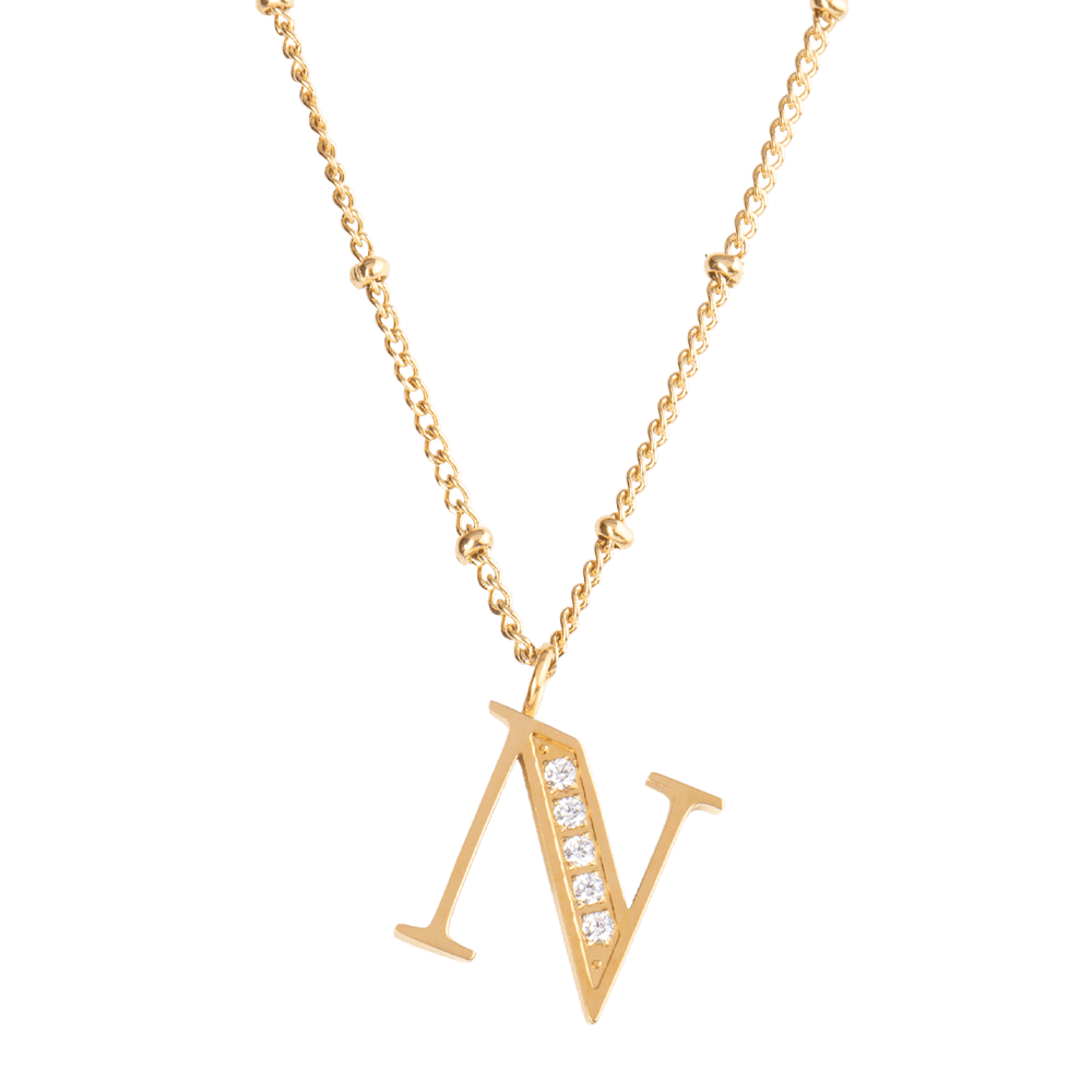 LuckyLy Collar Inicial Letra N , Collares de Mujer Acero Inoxidable ...