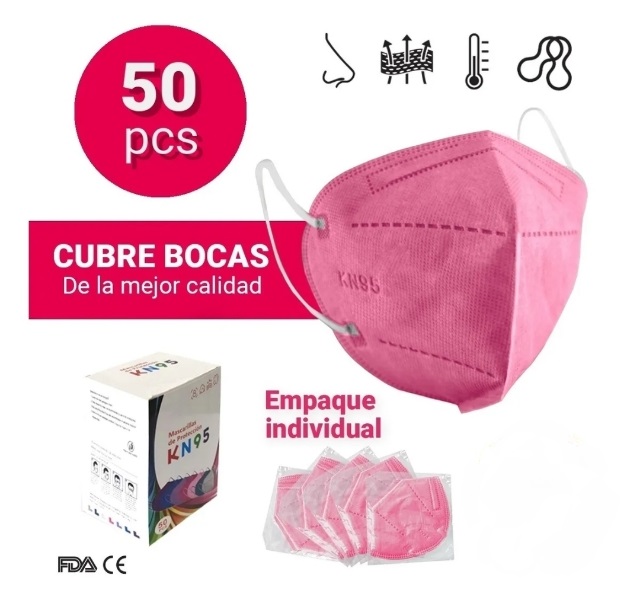 Cubrebocas KN95 Color Rosa 50 PIEZAS