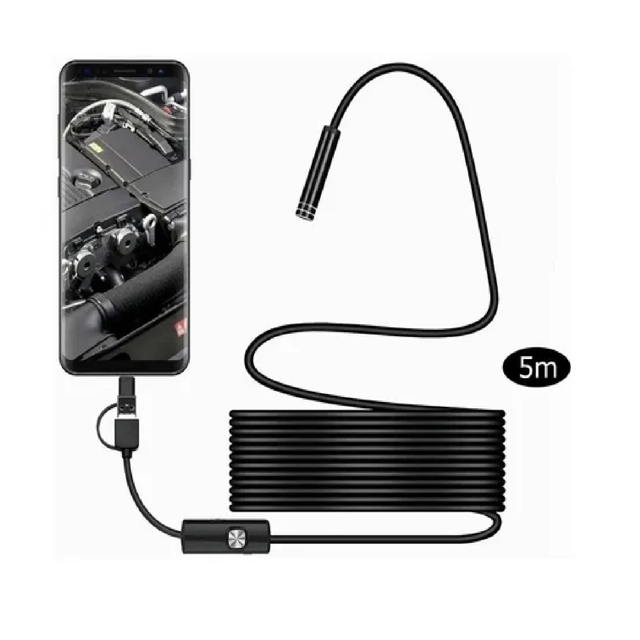 Camara Endoscopio De 5m, Otg Usb 3 En 1 Para Android Y Pc