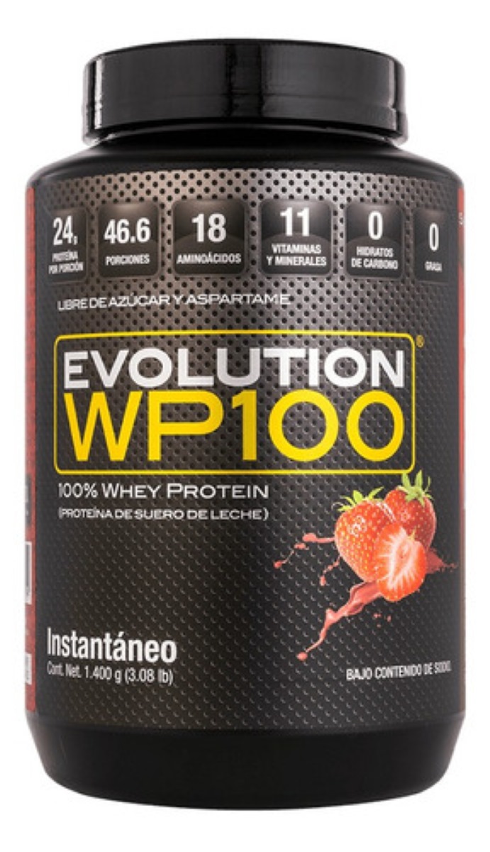 Suplemento en polvo Evolution WP100 proteínas sabor Fresa de 1.4kg