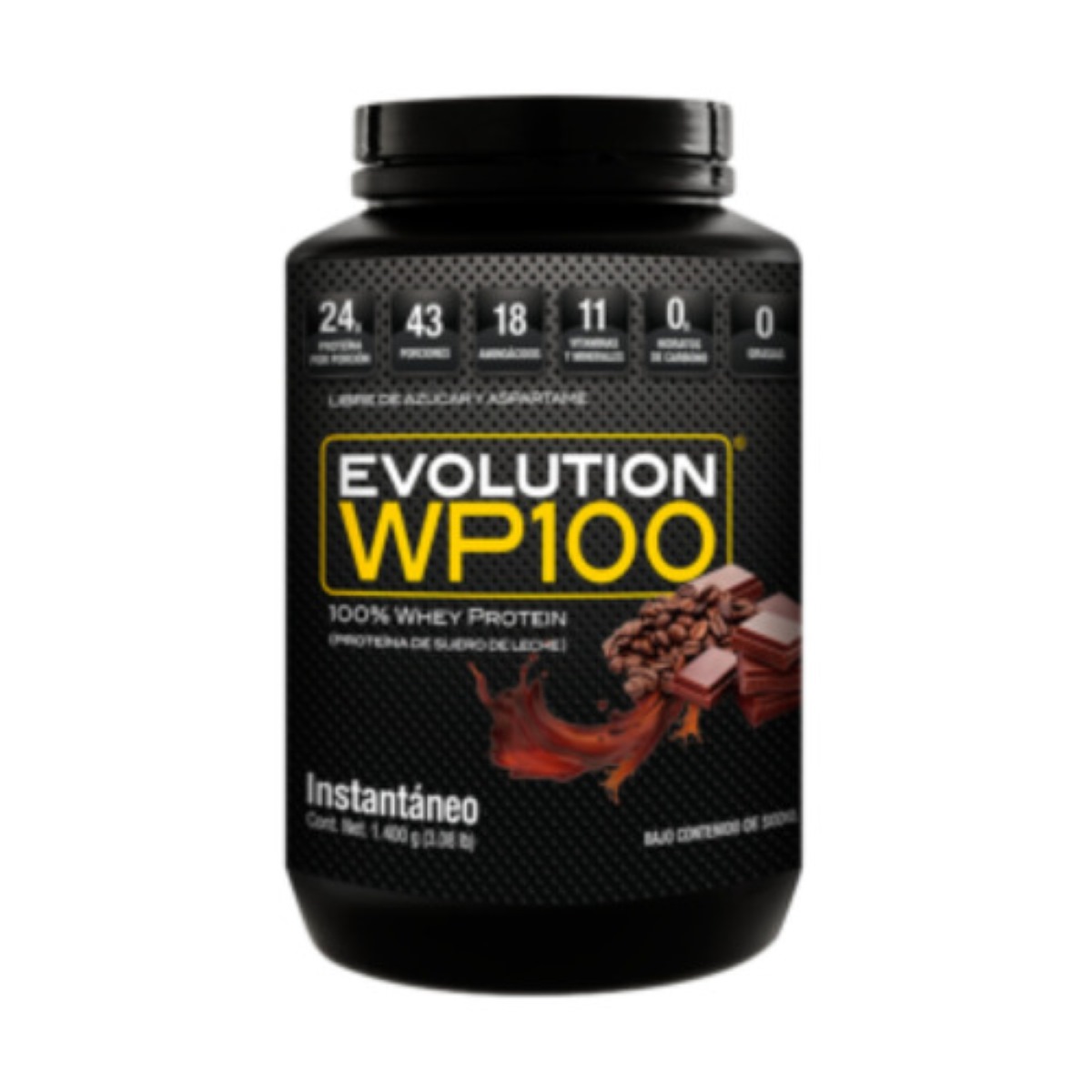Suplemento en polvo Evolution WP100 proteínas sabor Moka de 1.4kg