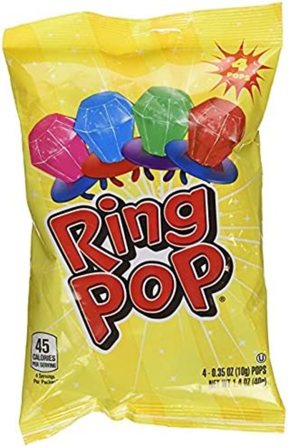 Ring Pop Bag 4-0.35 Oz (10 G), Peso Neto 1.4 Oz (40 G)