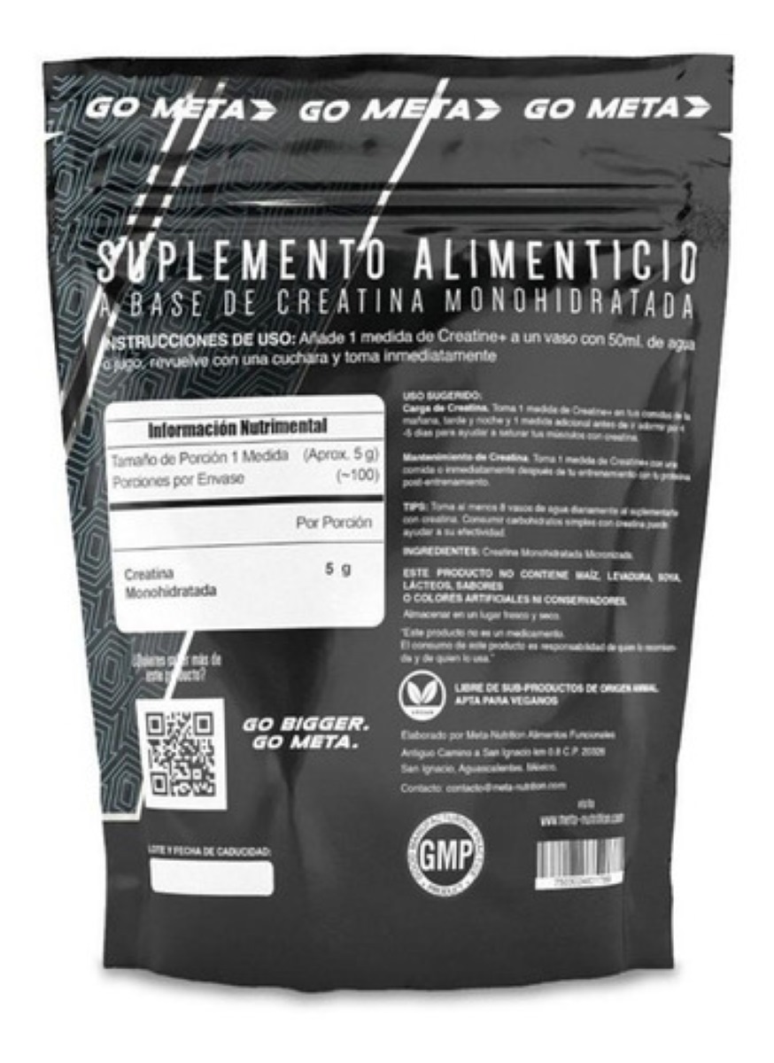 Suplemento en polvo Meta Nutrition Creatine + creatina en sachet de 500g