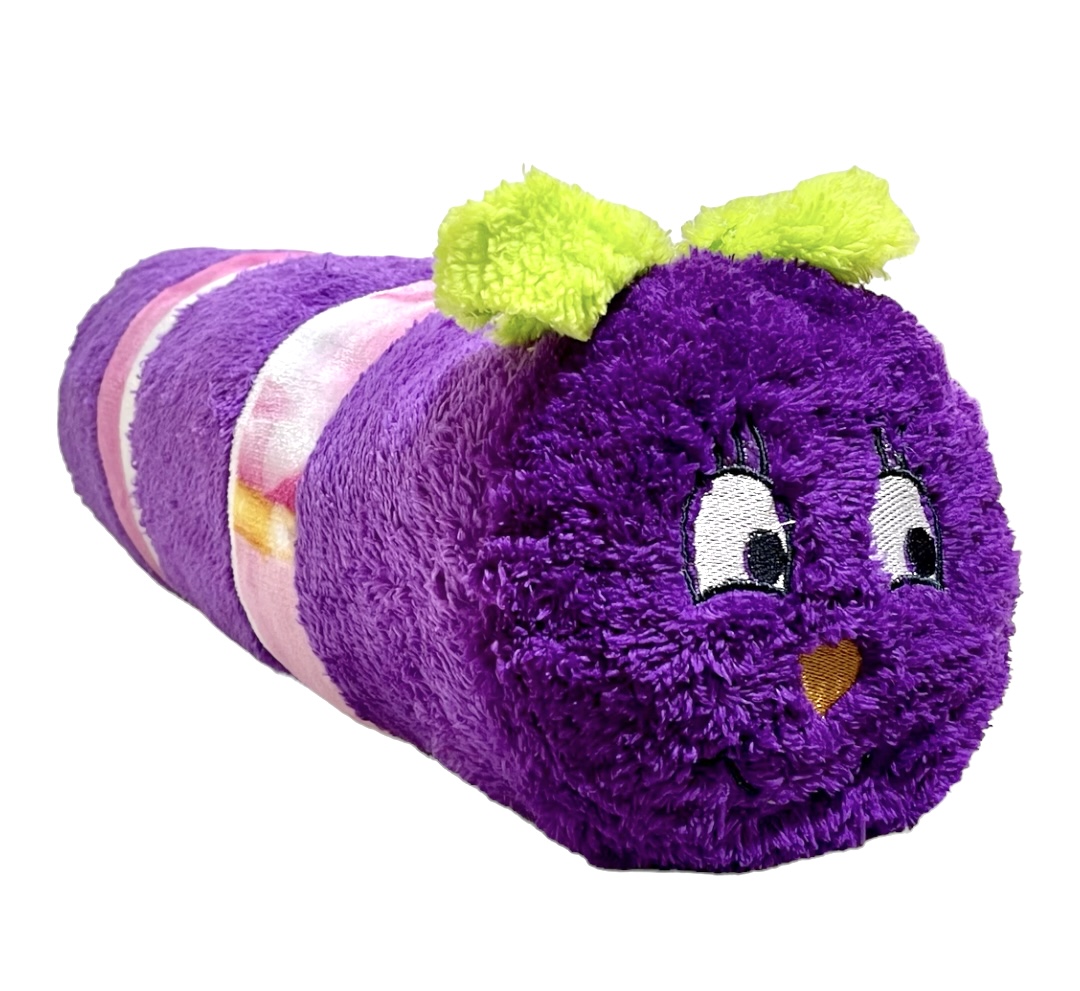Peluche Grande de Gusano Color Morado con Rosa