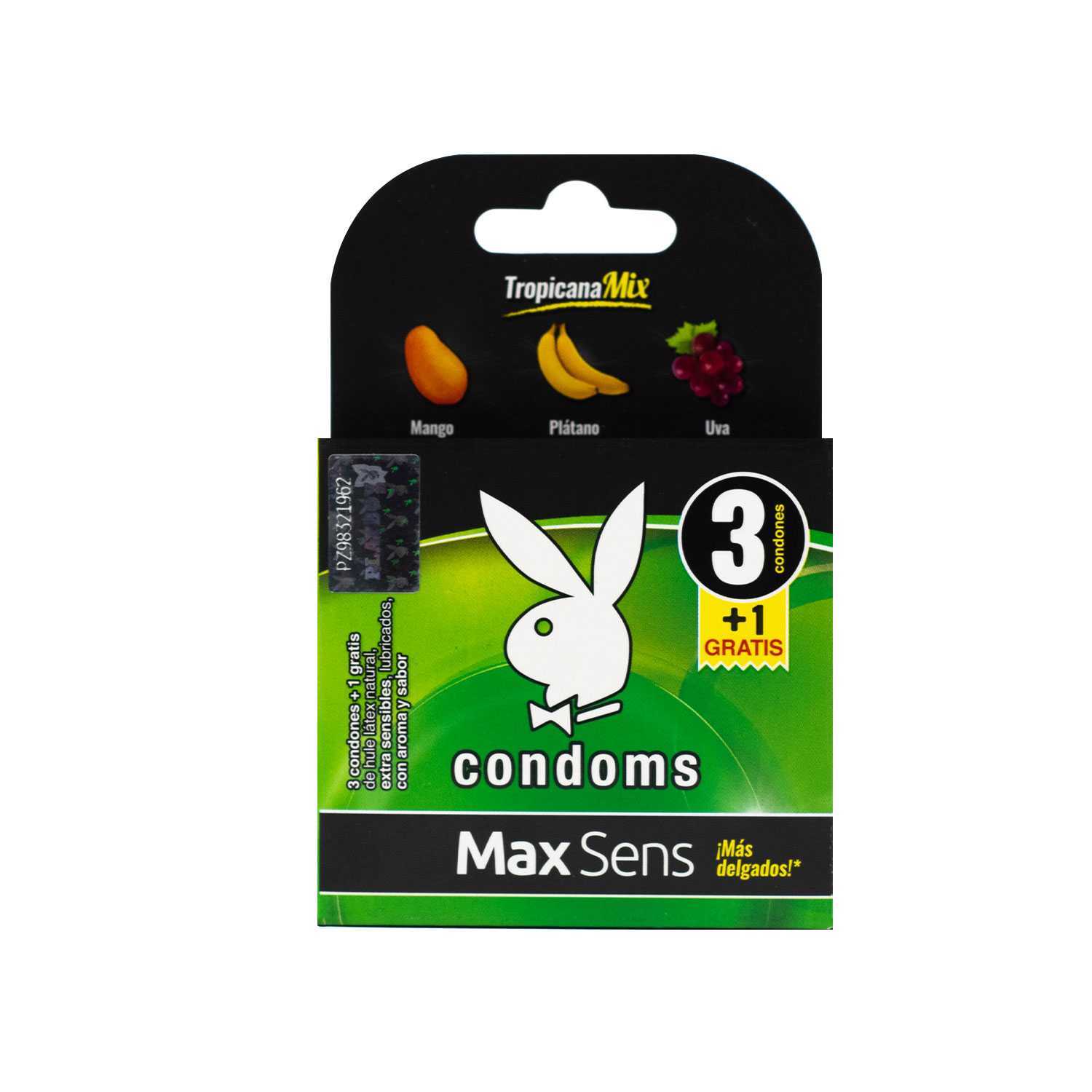 Playboy Max Sens 3 + 1 Passion 4 Condones Paquete Con 12pcs