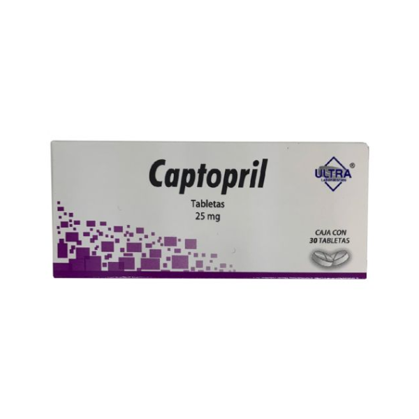Captopril Tabletas 25 MG Caja Con 30 Tabletas