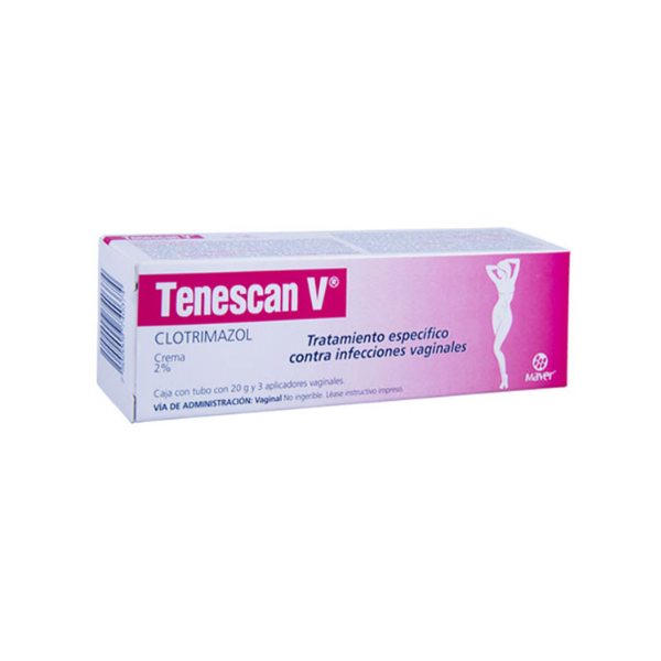Tenescan V (CLOTRIMAZOL) CREMA 2% Tubo con 20 G Y 3 Aplicadores Vaginales