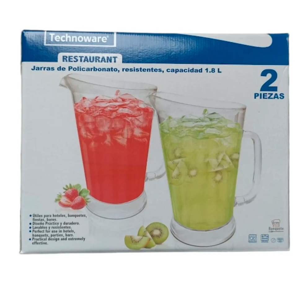 Set Jarras 2 Pz Policarbonato 1.8l Technoware Restaurante